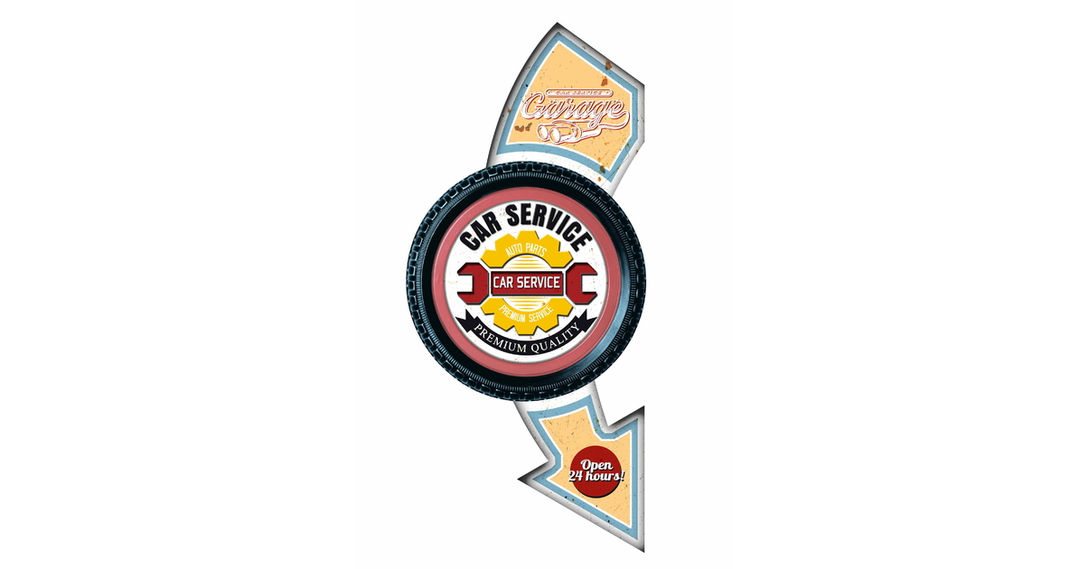 Plaque métal flèche car service vintage - Les Plaques/Plaques autre format rétro / vintage ...